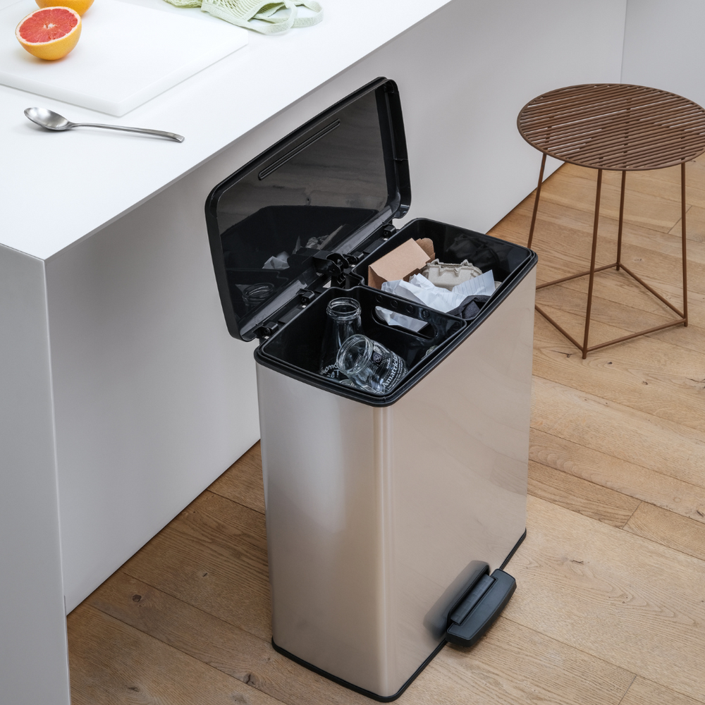 Keter - Curver Deco Duo Bin 26L and 26L Silver